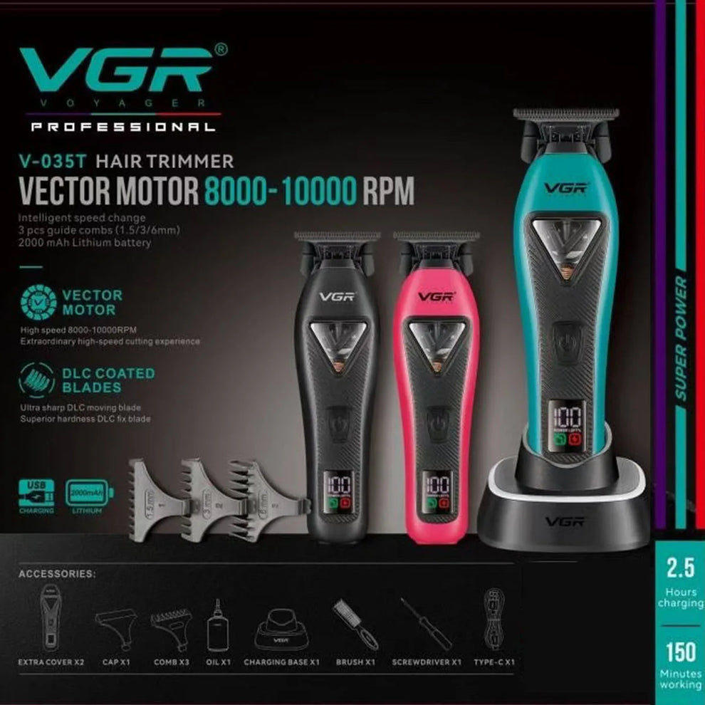 V-035T Professional Hair Trimmer 10000 RPM Vector Motor – VGR Official ...