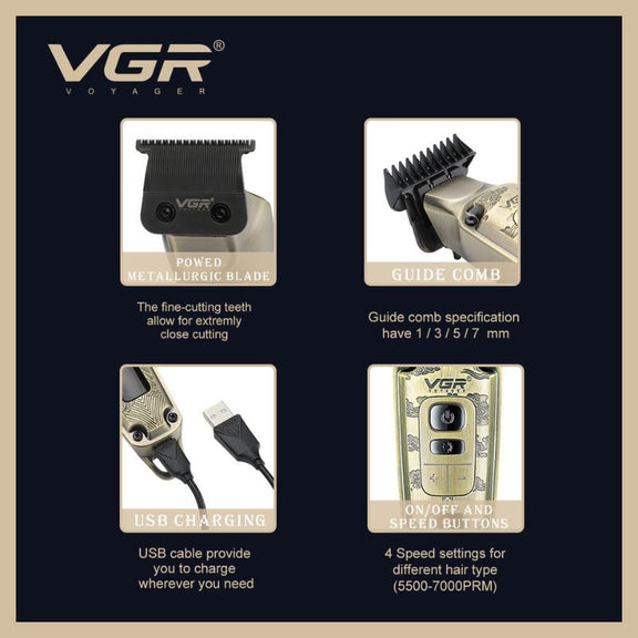 VGR V-901 Professional Hair Trimmer for Men Metal – VGR Official Egypt